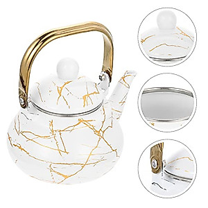 Enamel Teapot Porcelain Enameled Teakettle 1.5L Vintage Tea Kettle Teapot Water Kettle Coffee Kettle Teapot Water Boiling Kettle for Home Gas Stove