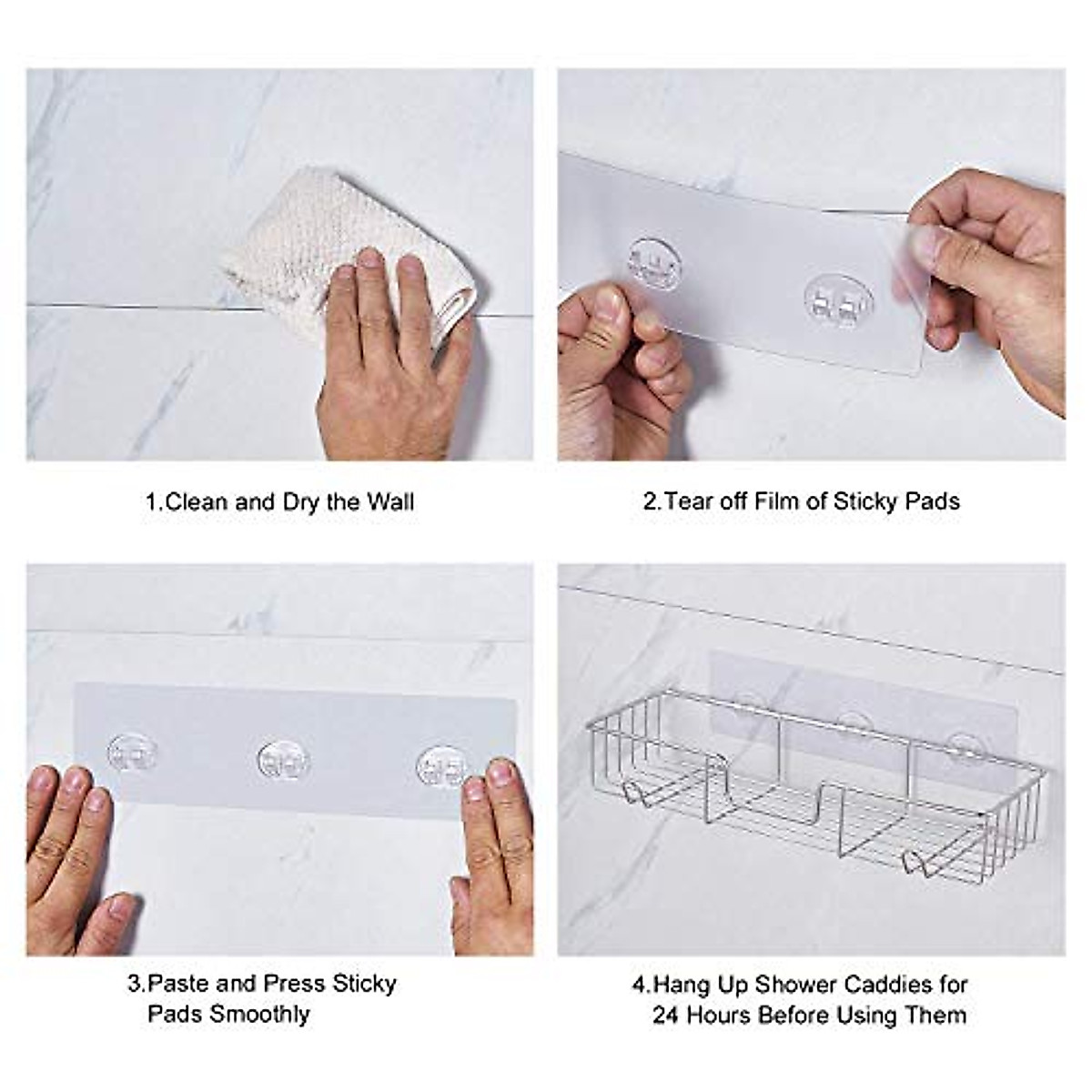 Bundle Set of Adhesive Bathroom Shower Shelf and Stainless Steel Shower Squeege 10 Inches