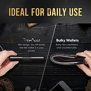 TopMost RFID-Blocking Aluminum Black Wallet Credit Cards Holder for men & women - Slots for 12 Cards And Bills
