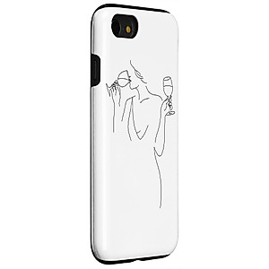 iPhone SE (2020) / 7 / 8 Double Fisting Black And White Funny Wine Lover Line Art Case