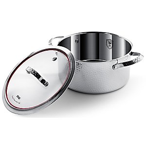 DSP Premium Stainless Steel Stockpot 5 Quart with Lid - Versatile Induction & Multi-Stove Compatible Large Cooking Pot, Ideal for Soup, Gumbo & Stew, Durable, Dishwasher Safe