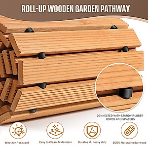 Tatuo 2 Pack Wooden Garden Pathway Roll Out Walkway Outdoor Path Wood Flooring Boardwalk Pavers for Garden Backyard Patio Beach Outdoor Wedding Party (17 Inch X 8 ft,Straight)