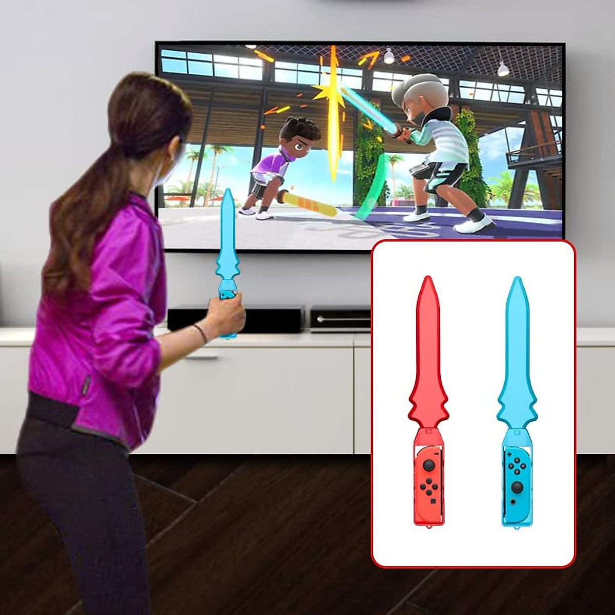 YIKESHU Switch Sports Accessories Bundle for Nintendo Switch, 10 in 1 Family NS Sport Game Switch OLED Kits with Tennis Rackets, Golf Clubs, Chambara Swords, Soccer Leg Straps & Joycon Grips