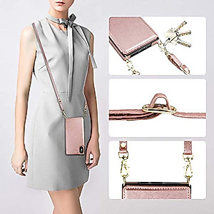 Bocasal Crossbody Wallet Case for iPhone Xs Max Credit Card Holder PU Leather Kickstand Shockproof Detachable Cross Body Strap Lanyard Magnetic Closure 6.5 inch(Rose Gold)