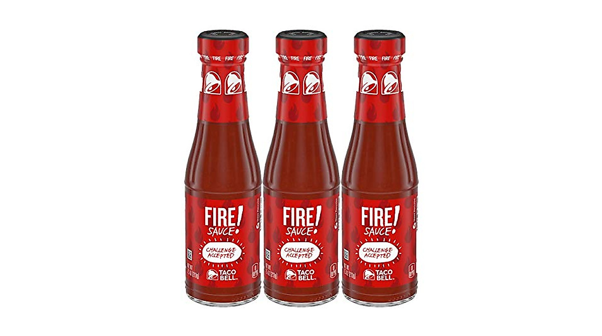 Taco Bell Fire Sauce Glass Bottles 3-Pack - Authentic Fiery Flavor
