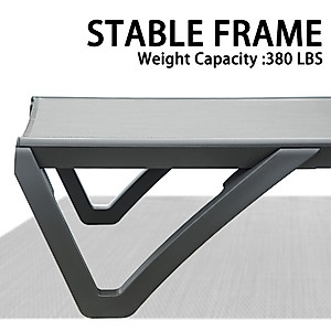 Domi Patio Chaise Lounge Chair Set of 3,Outdoor Aluminum Polypropylene Sunbathing Chair with 5 Adjustable Position,Side Table for Beach,Yard,Balcony,Poolside(2 Grey Chairs W/Table)