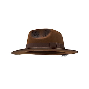 Nicky Bigs Novelties Tattered Burned Brown Fedora Hat - Scary Nightmare Creeper Hats - Cosplay Halloween Costume Accessory, Brown, Large