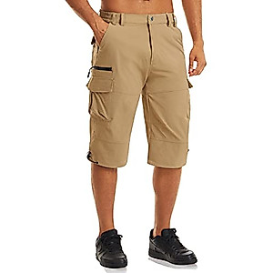 MAGCOMSEN Mens Capri Pants Khaki Shorts for Men Fishing Shorts Athletic Shorts for Men Tactical Shorts Hinking Pants Mens Workout Shorts Running Shorts