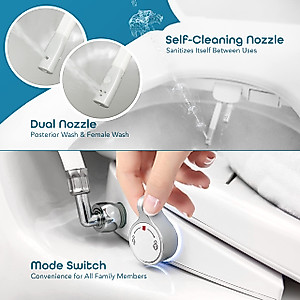 BidetMate 700 Series Electric Bidet Smart Toilet Seat with Side Knob Control - Instant Heated Water, Dryer and Seat - Adjustable and Self-Cleaning - Fits Elongated Toilets
