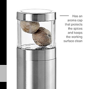 Adhoc Muskatino Nutmeg Mill Spice Grinder | Stainless Steel/Acrylic | Aroma Cap, Compact