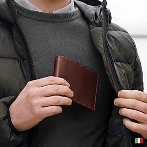 Maruse Bifold Wallet - Slim Leather Wallet – Genuine Italian Calf Leather Wallet – Elegant and Classy – Versatile and Minimalist Wallet for Men, Black