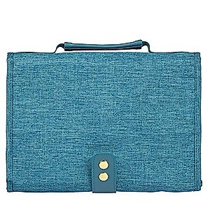 Christian Art Gifts Faith Badge Floral Women's Tri-Fold Organizer Bible Cover Zipper Closure, Teal Canvas, Medium