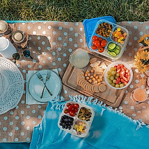 Finorder 6 Pack 4-Compartment Snack Containers, Reusable Food Containers for Kids School, Adults Office, Picnic Trip, Lunch Bento Box Meal Prep Containers (Bright Color Set)