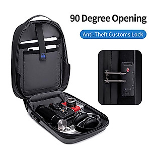 Juuka Anti-Theft Hard Shell Laptop Backpack for Men, Business Travel Laptop Backpack 17-18 Inch, Black laptop bag with USB Charging port