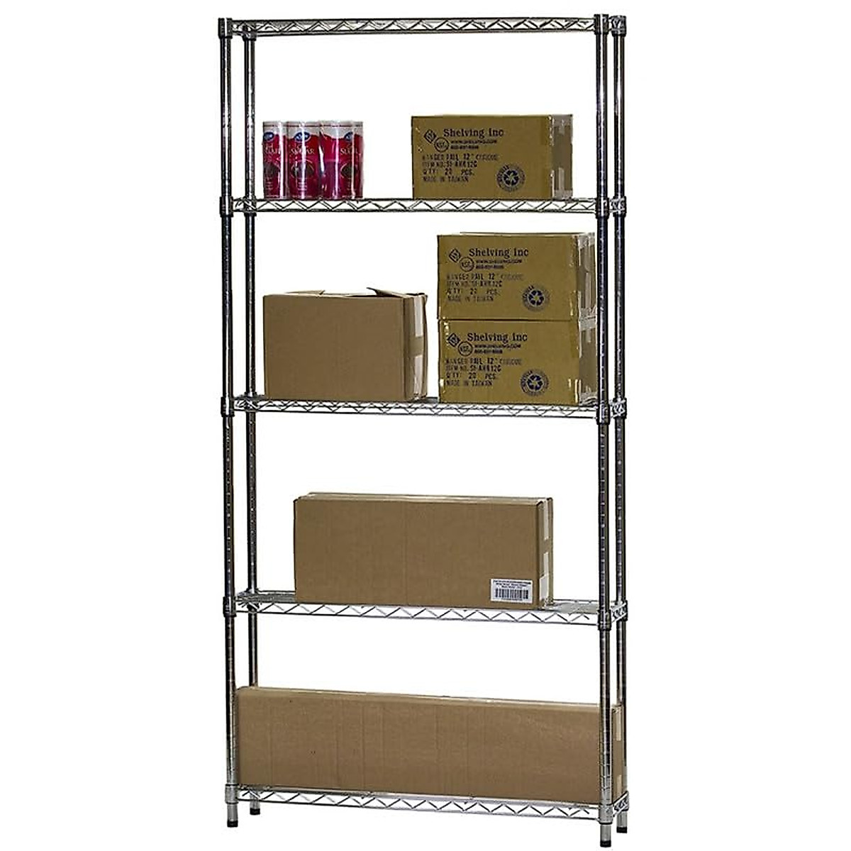 Shelving Inc. 10" d x 36" w x 84" h Chrome Wire Shelving with 5 Tier Shelves, Weight Capacity 800lbs Per Shelf