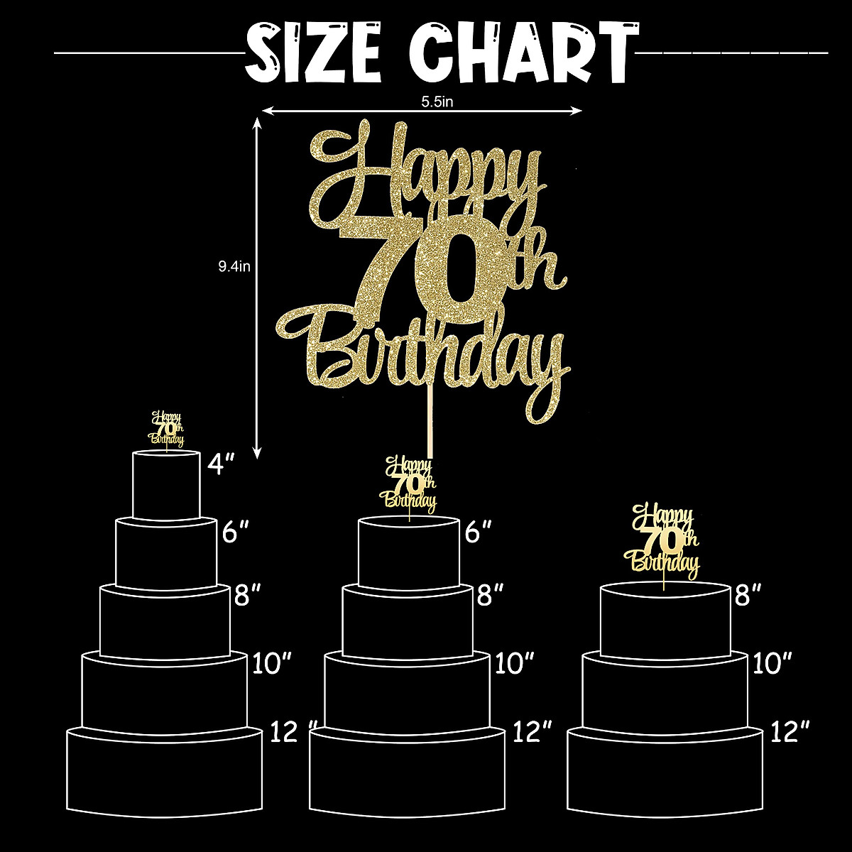 Happy 70th Birthday Cake Topper - 70th Anniversary Cake Topper,happy 70th Birthday Cake Topper,70 Cake Topper Gold,70th Birthday Cake Topper,70th Anniversary Cake Topper Gold Party Decorations