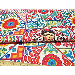 Sweet Frida Kahlo Print Upholstery Fabric, Frida Silhouettes on Majolica Faiance Fabric, Drapery Mexican Art Print Fabric by The Yard