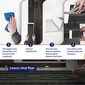 Peel and Stick Floor Tiles Vinyl Flooring Planks, 24 Sheets 36 Sq.Ft Black Adhesive Wood Plank, Thin Design