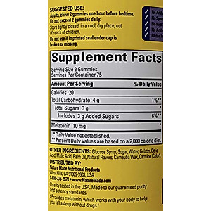 Nature Made Melatonin 10mg Dreamy Strawberry Natural Flavors, 150 Gummies