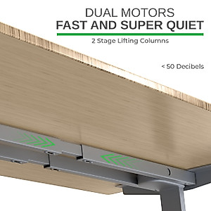 Rise UP Electric Standing Desk adjustable height desk 27-47" dual motor one piece 60x30" bamboo desktop height adjustable desk adjustable standing desk stand up desk sit to stand desk rising desk