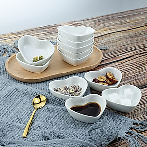 SOCOSY Heart-shaped Multipurpose Ceramic Sauce Dish Seasoning Dishes Sushi Dipping Bowl Appetizer Plates Serving Dish Saucers Bowl(Set of 4)