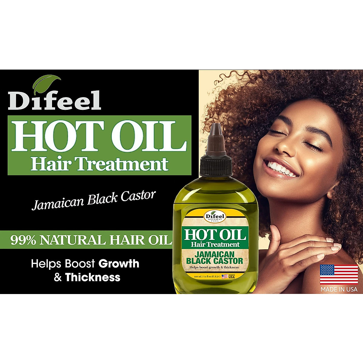 Difeel Jamaican Black Castor Hot Oil Treatment 7.1 oz. - Deep Conditioning Treatment made with Natural Castor oil for Hair Growth