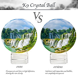 SPOKKI 2 Pack Crystal Ball with Stand for Photography, 2.36in/3.15in K9 Crystal Lens Ball Photography Accessories, Large Crystal Ball with Pouches and Cleaning Cloths, Fortune Telling Ball Prop