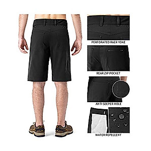 NAVISKIN Men’s 10.5" UPF 50+ Sun Protection Cargo Shorts Quick Drying Outdoor Recreation Shorts Fishing Hiking Multi Pockets Black M