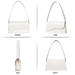 Telena Shoulder Bag for Women, Vegan Leather Women's Shoulder Purses Handbags with 2 Removable Strap Crossbody Bag Purses Crocodile Pattern White