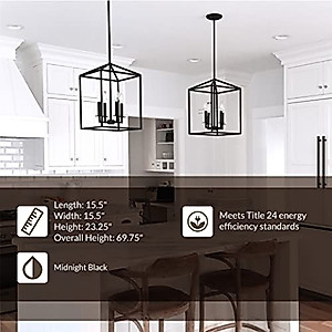 Generation Lighting 5115004-112 Perryton Medium Four - Light Hall/Foyer Hanging Modern Fixture, Midnight Black