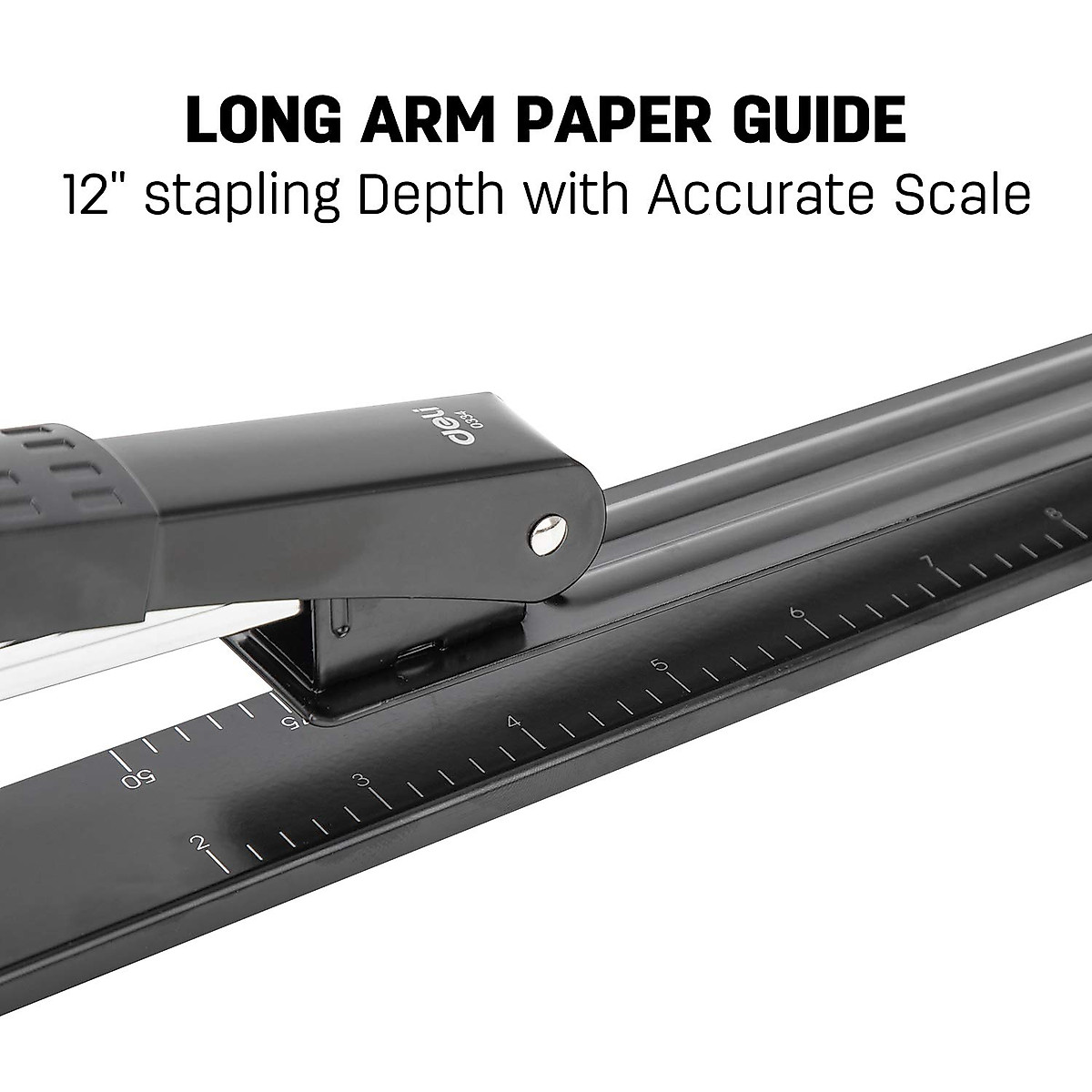 Deli Long Reach Stapler, 25 Sheet Capacity, Long Arm Standard Staplers for Booklet or Book Binding, Black