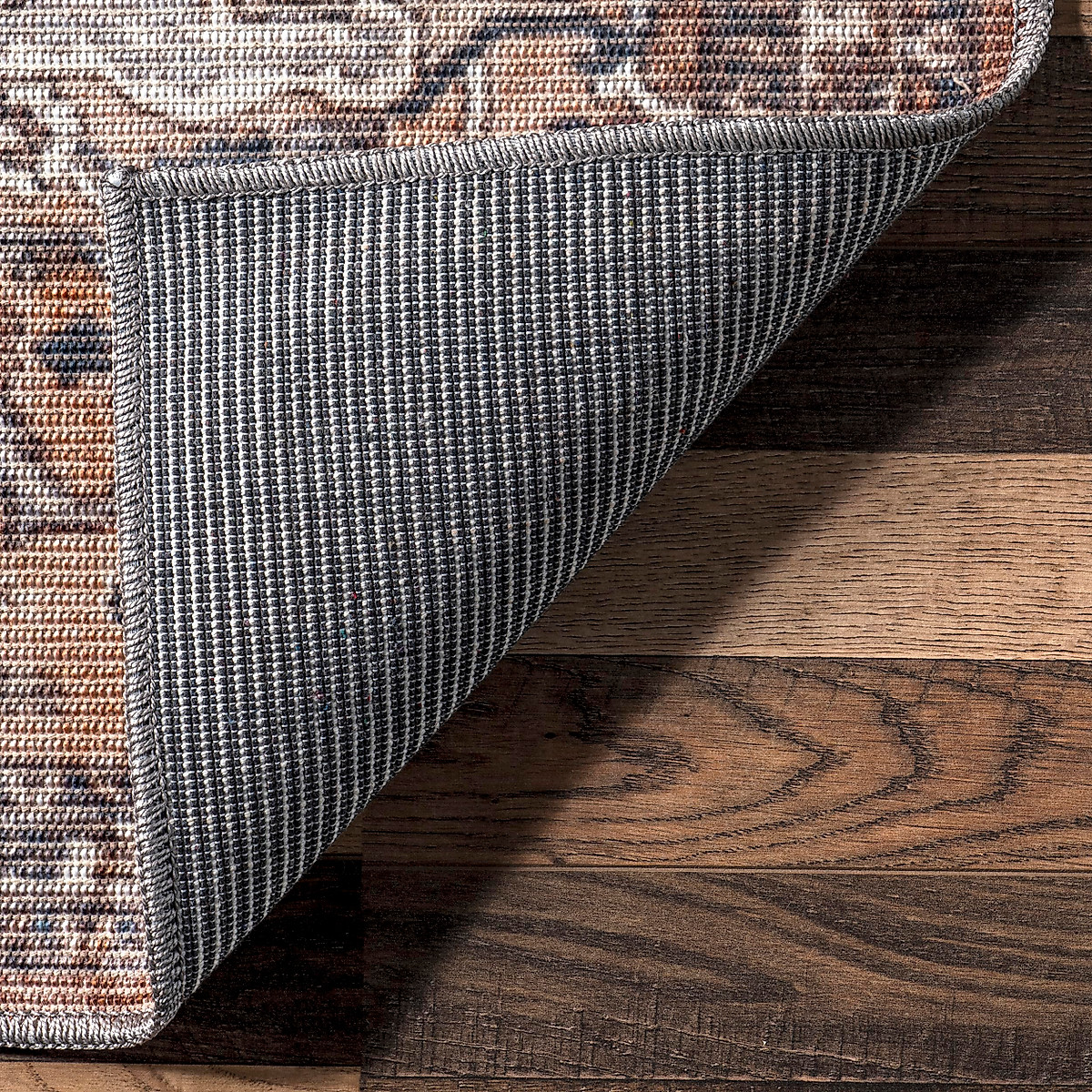 nuLOOM Aino Traditional Machine Washable Area Rug, 4x6, Rust