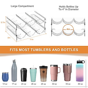 Plastic Water Bottle Organizer and Wine Rack Storage Holder,2 Tier 6 Containers Stackable Free-Standing Bottle Storage Rack for Kitchen Countertops, Table Top, Pantry, Bars, Cabinets, Fridge - Clear