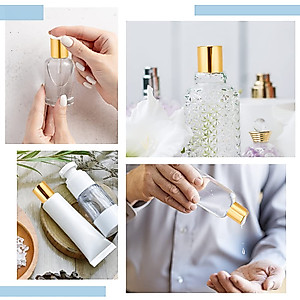 BENECREAT 12pcs Aluminized Replacement Plastic Press Caps, Golden Press Disc Caps Dispensing Lotion Bottle Closure for Squeeze Bottles Shampoo Bottle Dispensing Cap, Diameter 24mm Thread Type 410