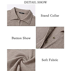 BTFBM Women Casual Button Down V Neck Blouses Long Sleeve Solid Color Stand Collar Knitted Fall Tops Cute Relaxed Fit Shirts(Solid Light Green, Small)