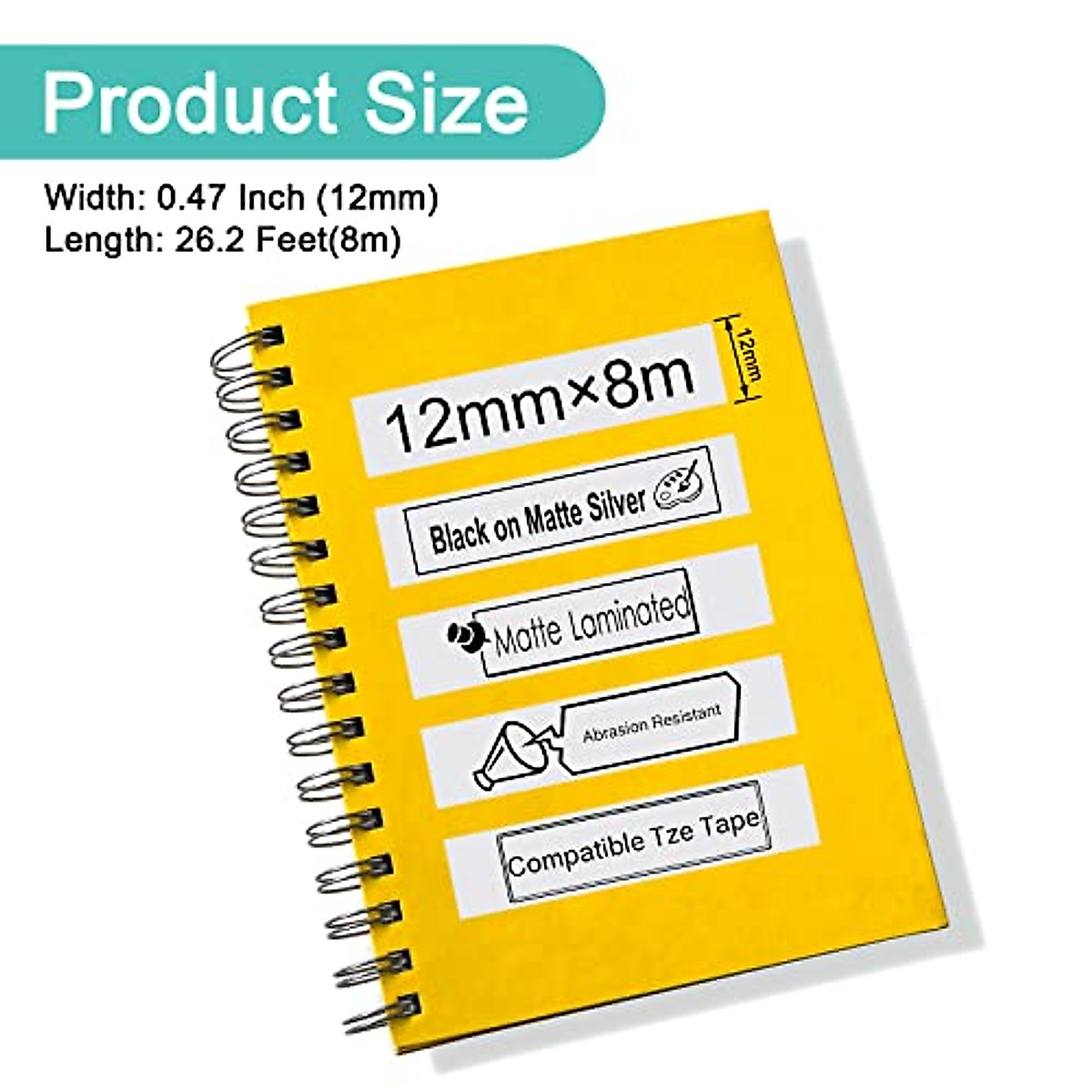 NineLeaf 4 Pack Compatible for Brother P-Touch TZe-M931 TZeM931 TZ-M931 TZM931 Black on Matte Silver Laminated Label Tape 12mm Work with PT-D210 PT-H100 PT-H110 Label Maker 0.47 inch 1/2'' x 26.2ft