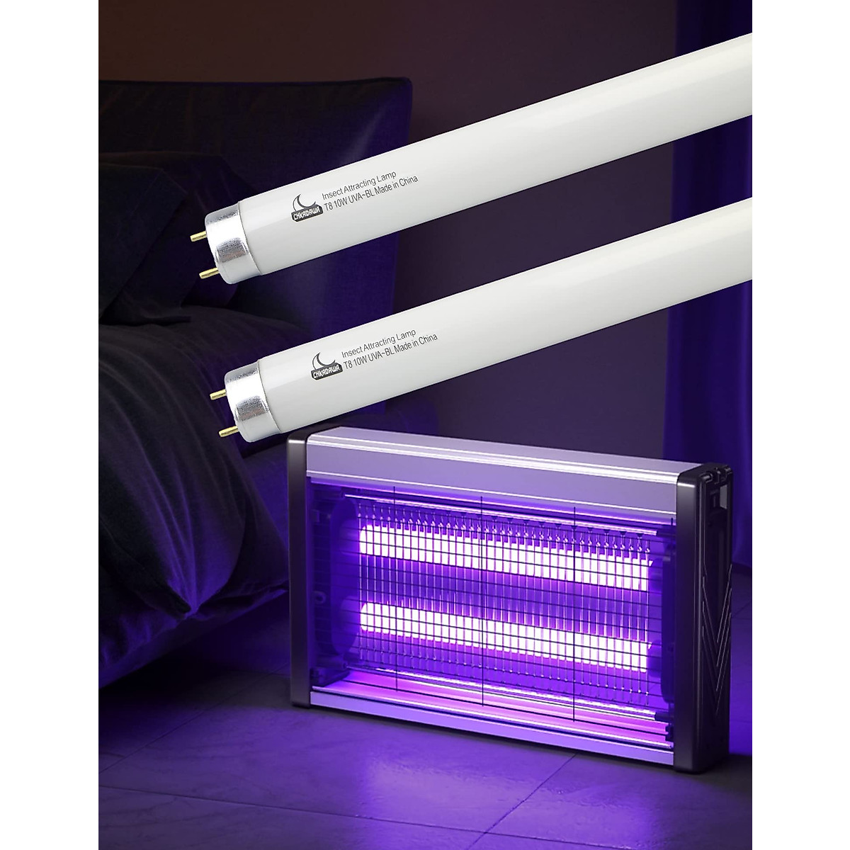 CHKADAWA BL T8 F10W 2 Pack Replacement Bulbs for Aspectek, LiBa 20W Indoor Device, F10T8 BL368nm 10 Watt Tube G13, 13'' Linear Black Light Fluorescent Tube.