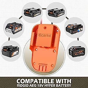 Ecarke Power Wheels Battery Adapter for Ridgid AEG 18V Hyper Lithium Battery Dock Power Connector Battery Converter 12 Gauge Robotics for DIY RC Toy Car Truck,E-Bike（1 Pcs）