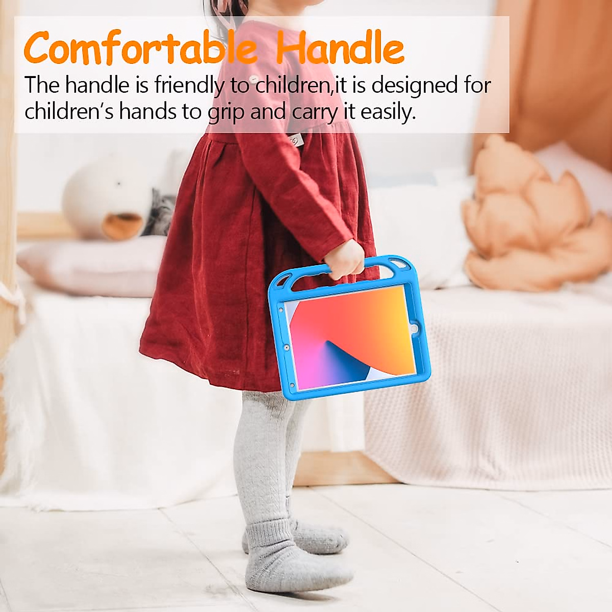 eTopxizu Kids Case with Built-in Screen Protector for New iPad 10.2 Inch 2021/2020/2019 (9th/8th/7th Gen), Shockproof Handle Stand Case for 2021/2020/2019 iPad 10.2, iPad Air 3 10.5 2019, Blue