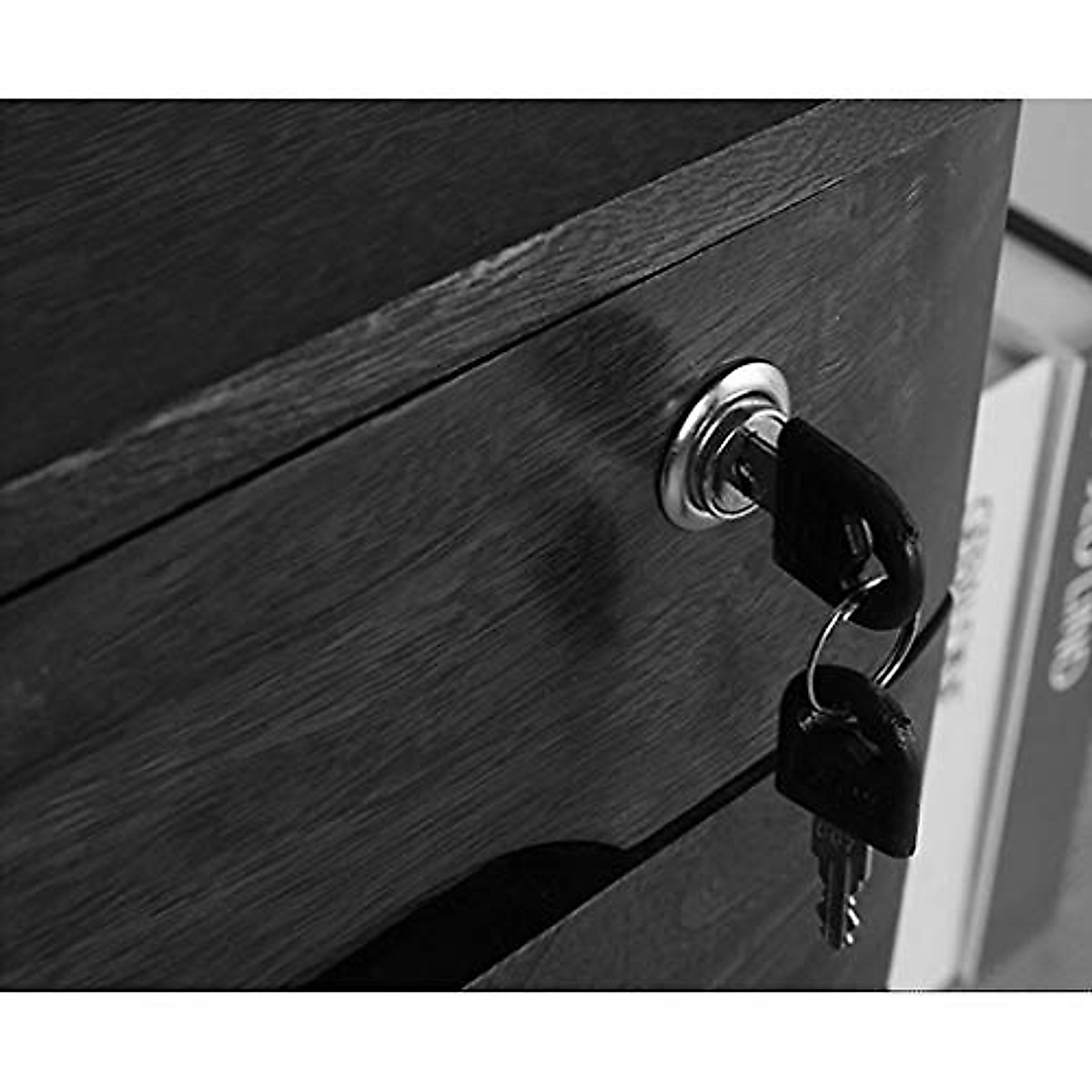 A4 Flat File Cabinet, Office Desktop Drawer Storage Cabinet with Lock, 3- Layer Wooden Storage Box, Small Chest of Drawers(Size: 4028 31cm)