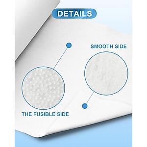 PLANTIONAL Iron-On Fusible Fleece Interfacing: 11.8 Inches x 10 Yards Medium Weight One-Sided Loft Iron On Fusible Fleece White for Quilting Tote Bags and Home Decor