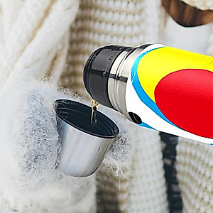 Stainless Steel Leather Vacuum Insulated Mug Geometry Thermos Water Bottle for Hot and Cold Drinks Kids Adults 16 Oz