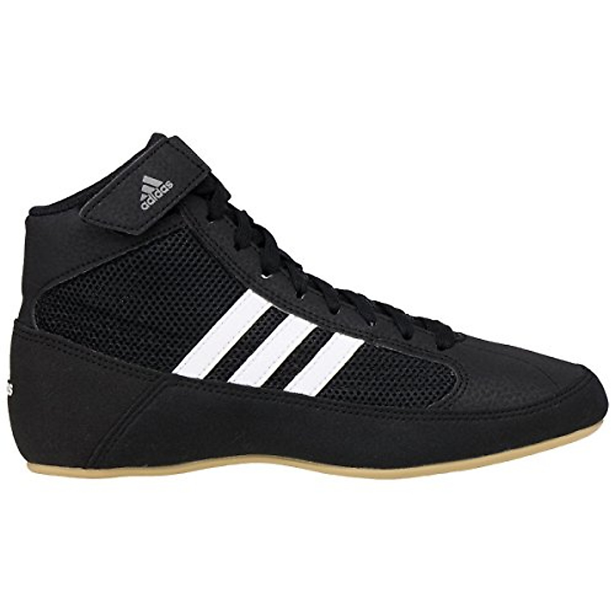 adidas Men's HVC Wrestling Shoes, Black/White/Iron Metallic, 8.5