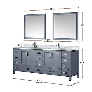 Lexora Jacques 84 in. W x 22 in. D Dark Grey Double Bath Vanity
