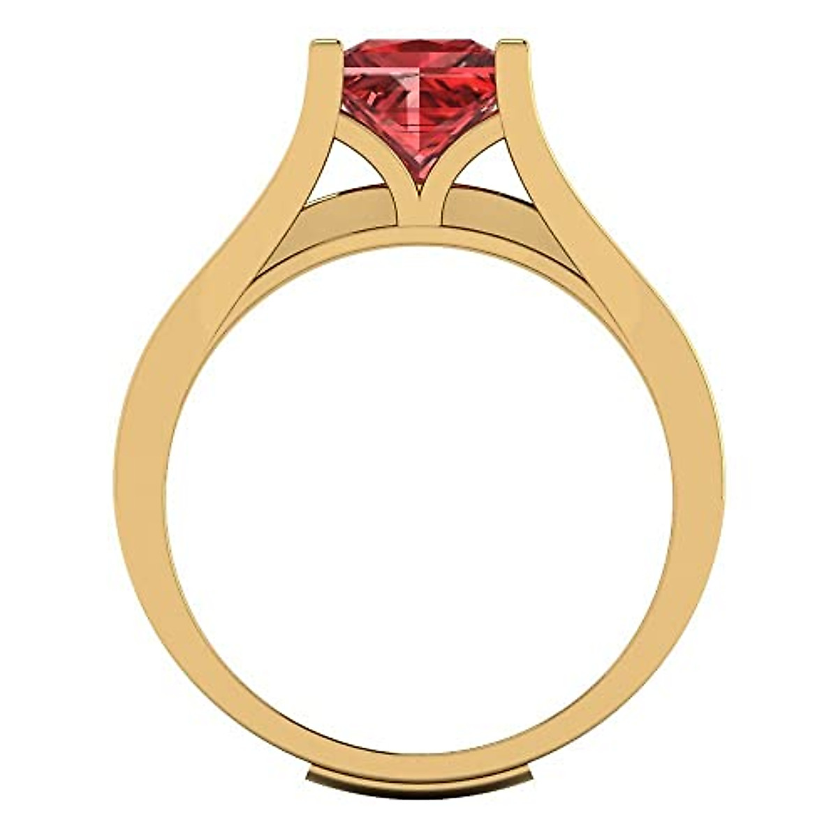 Clara Pucci 3.37ct Princess Cut Pave Solitaire with Accent Scarlet Red Garnet Sliding Statement Bridal Ring Band Set 14k Yellow Gold 5