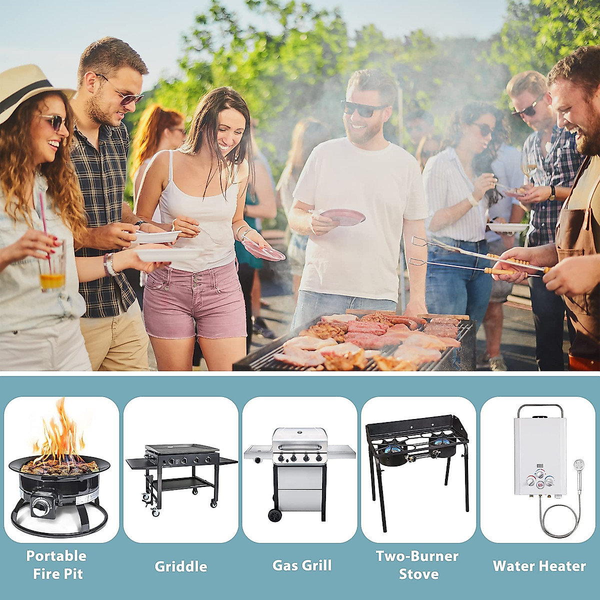 SHINESTAR 6 Feet Propane Regulator and Hose, Fit for Gas Grill, Blackstone 28"/36" Griddle, Propane Fit Pit and More, Low Pressure, 3/8" Female Flare