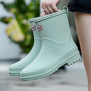 Nutropa Mid Calf Rain Boots for Women,Waterproof Garden Shoes Anti-Slip Rainboots,Outdoor Work Rain Shoes,200 Green 8.5 Women