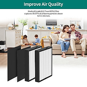 GoKBNY 2-Pack 45i and Flex True HEPA Replacement Filter Compatible with A len BreatheSmart Flex and 45i Purifiers, 2×2-in-1 H13 True HEPA Filters + 2×Carbon Pre-Filters