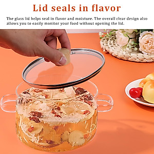 Glass Saucepan with Lid, 1.6L/54oz Heat Resistant Glass Stovetop Pot with Handles Non-Stick Borosilicate Glass Stovetop Soup Pot Glass Cooking Pot Safe Clear Cooking Pot for Soup Milk Sauce Pasta