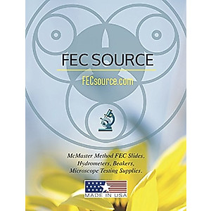 10 McMaster Method Microscope Slides, by FEC Source. Fecal Egg Count for Parasites, Worm Egg Count Slide for Veterinarians. Equine & Ruminant Parasite Management